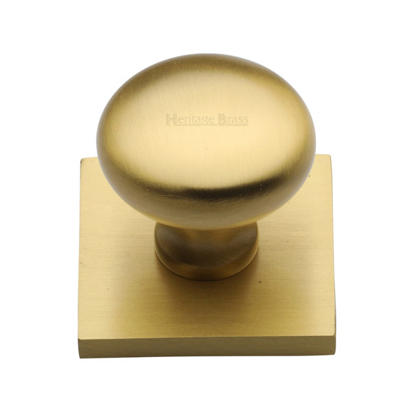 Heritage Brass Cabinet Knob Victorian Round Design with Square Backplate | Wayfair.co.uk